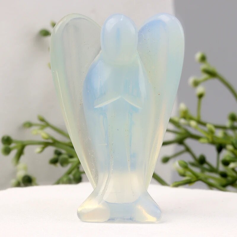 Мини-фигурка Ангела С Кристаллами, Натуральный Камень Ручной Работы, Лечебное Украшение Для Дома, Черный Нефрит