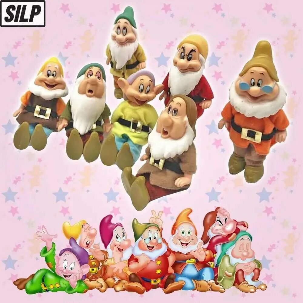 Набор фигурок 7шт Гном, высота 11 см, мультфильм "Белоснежка и семь гномов"