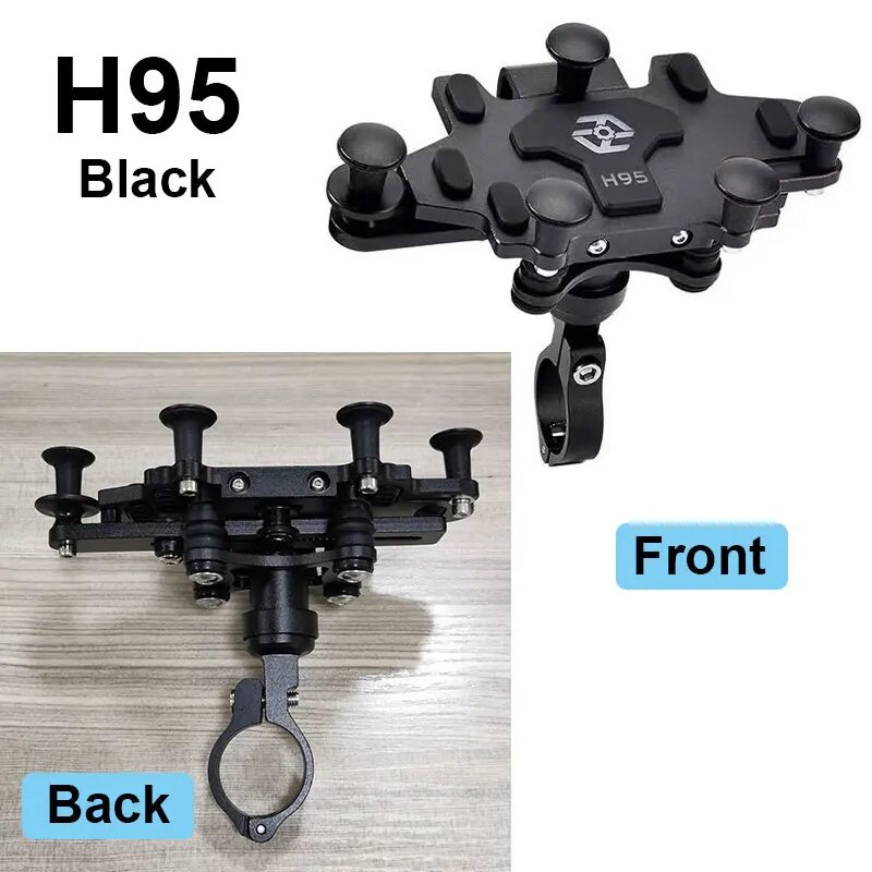 Универсальный мотоциклетный держатель для телефона, амортизирующая подставка для телефона из сплава, регулируемый навигационный кронштейн, аксессуары для мотоциклов H95 Black