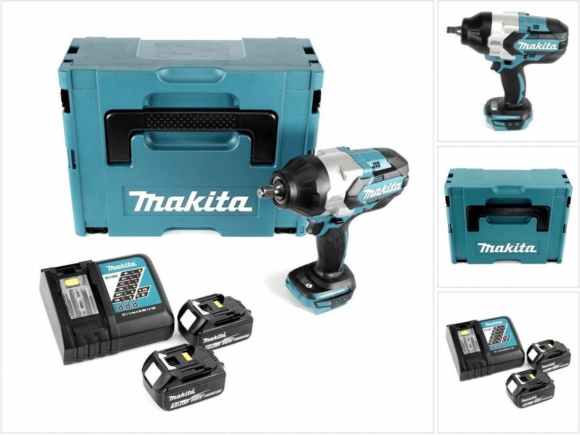 Ударный аккумуляторный гайковерт Makita DTW1002RTJ, зеленый/черный