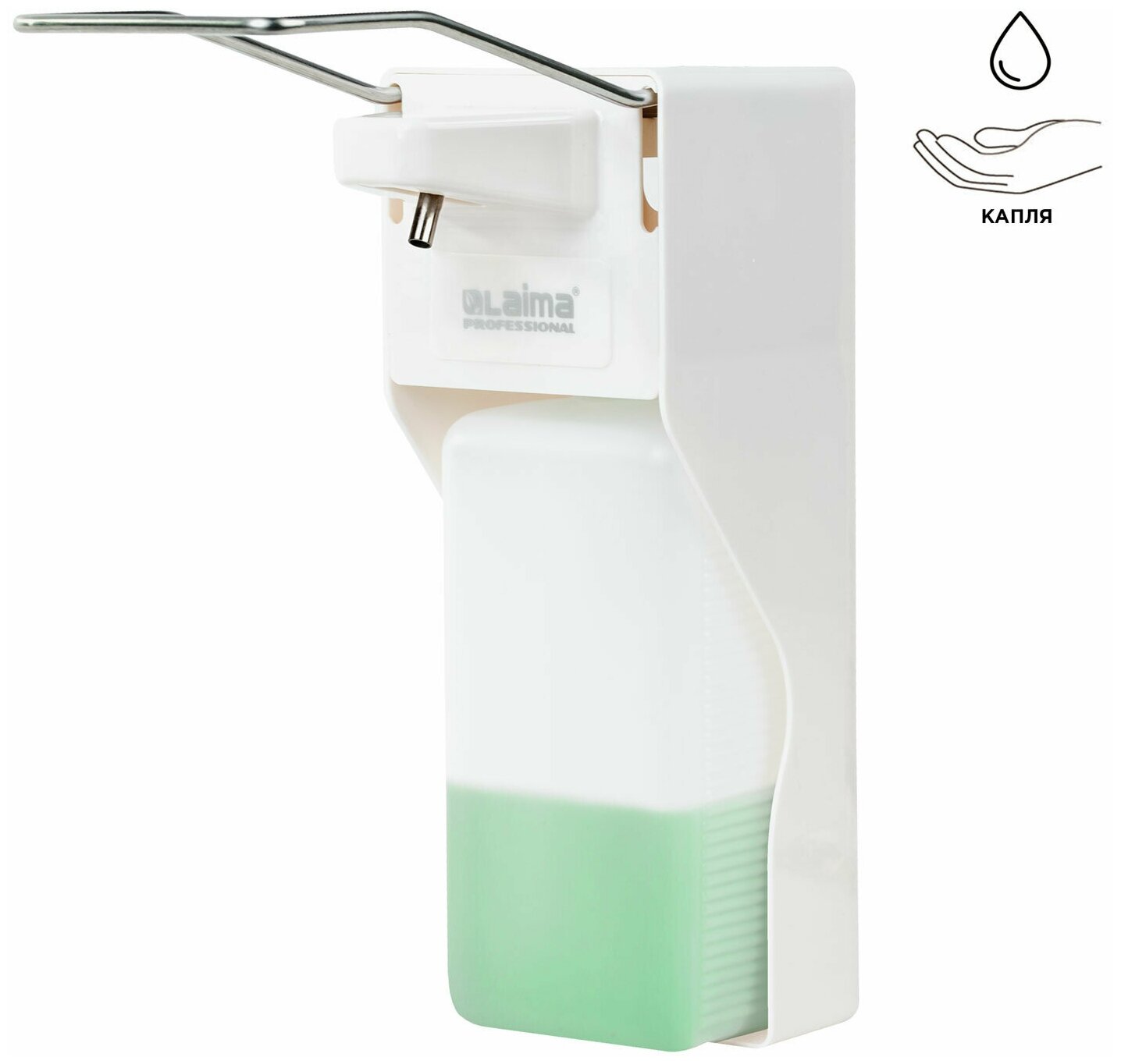Дозатор локтевой для жидкого мыла и геля-антисептика, с еврофлаконом 1 л, LAIMA, ABS-пластик, 607325, X-2265, в комплекте 1шт