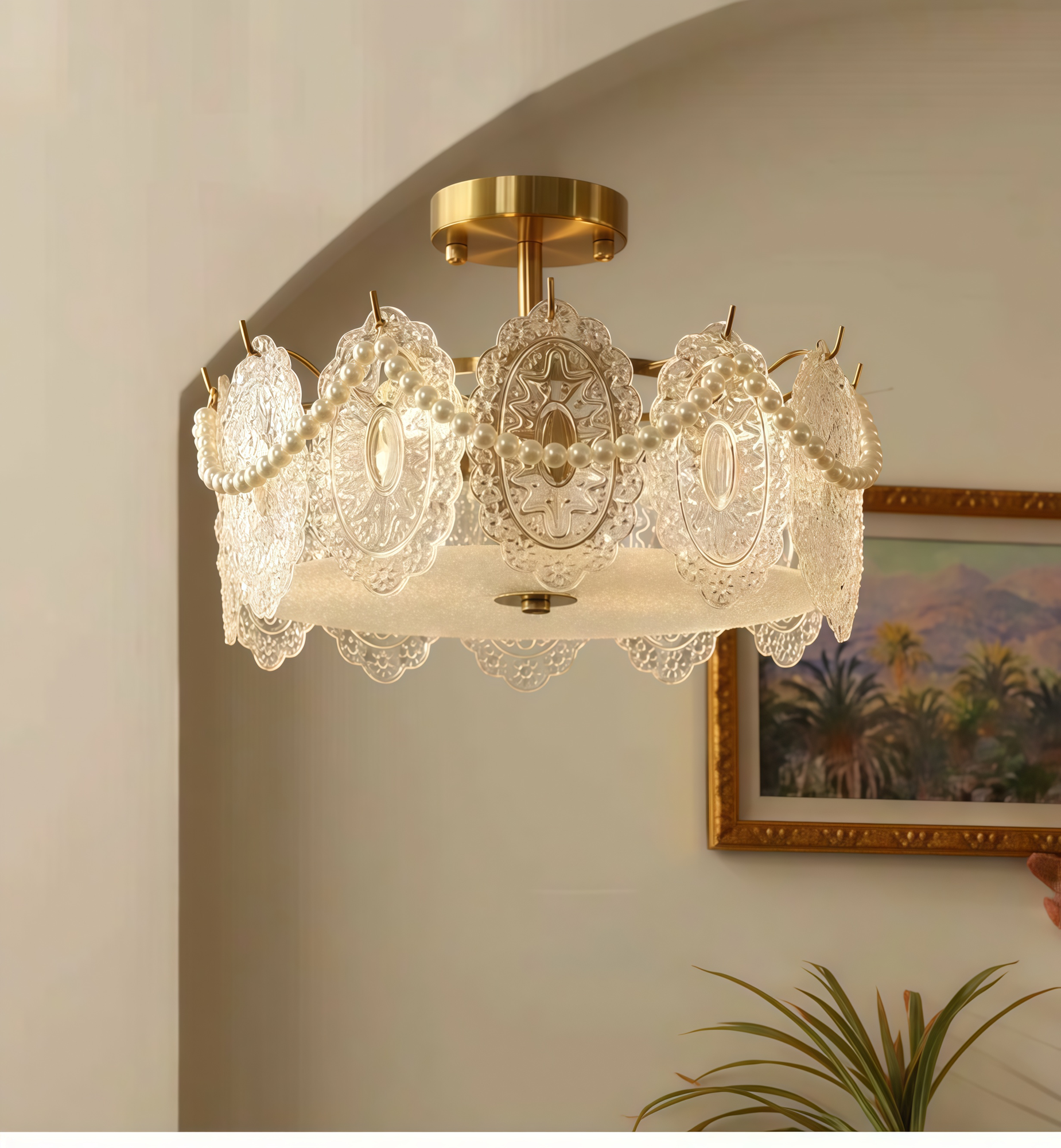 Люстра Clear Lighting "Блеск", барокко, светодиодная, 50Вт, площадь освещения 20 м², бежевые плафоны 50cm