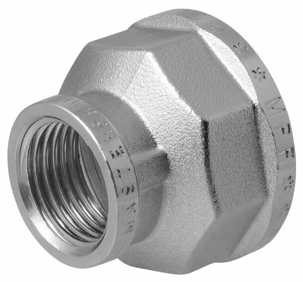 Муфта переходная MPF / МПФ внутренняя с подхватами под ключ, из латуни, серая, диаметр 1/2-1дюйма / фитинги