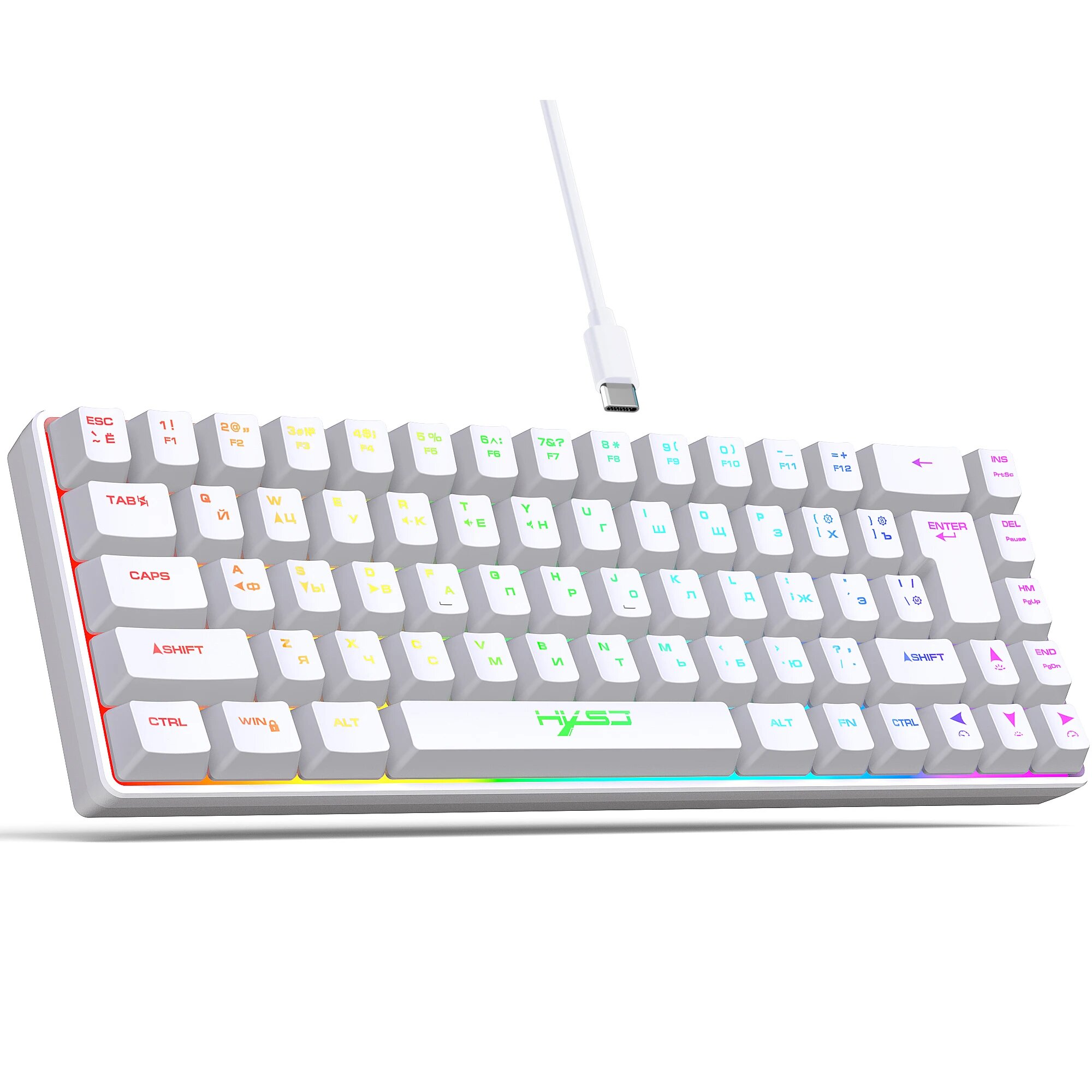 Мембранная игровая клавиатура 68 клавиш русская раскладка 20 режимов RGB подсветки