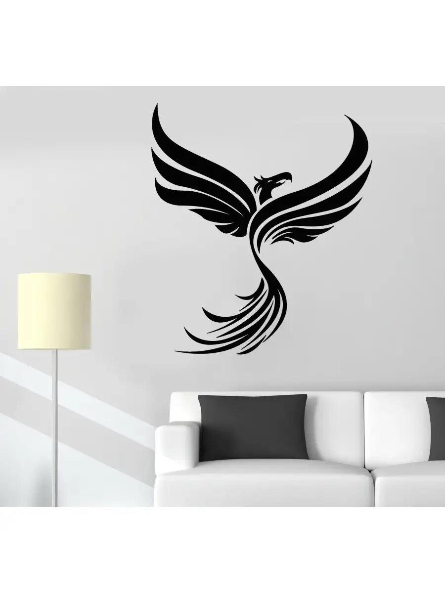 Наклейка на стену для декора интерьерная Птица Феникс