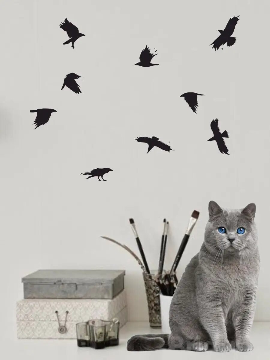 Наклейка на стену для декора интерьерная Птицы