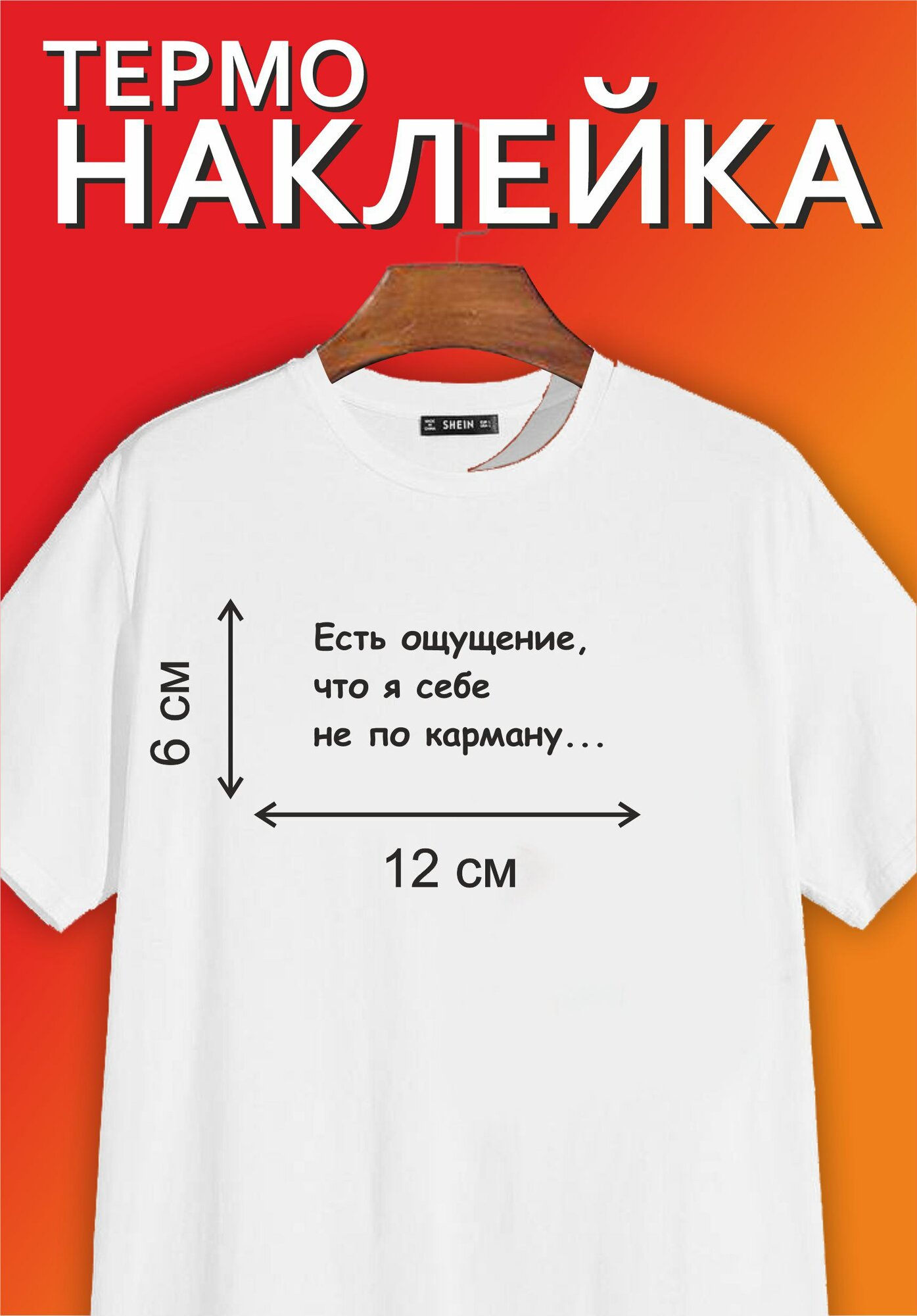 Термонаклейка на одежду / заплатка / надпись "Есть ощущение, что я себе не по карману."
