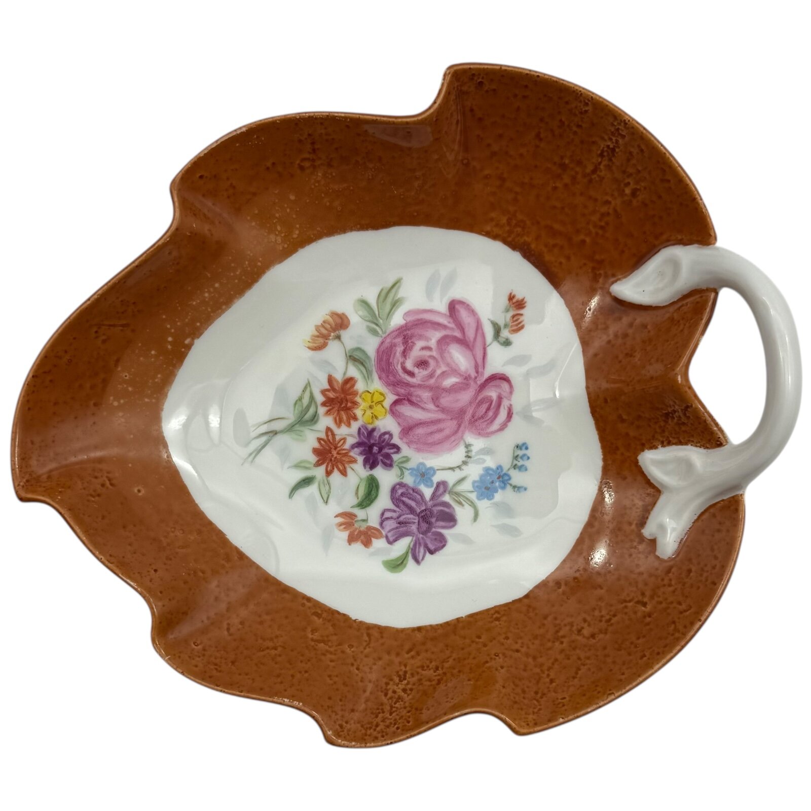 Блюдо - листок "Букет", 15*17.5 см, фарфор, ручная роспись, 1970-1976 гг, Hutschenreuther, Германия