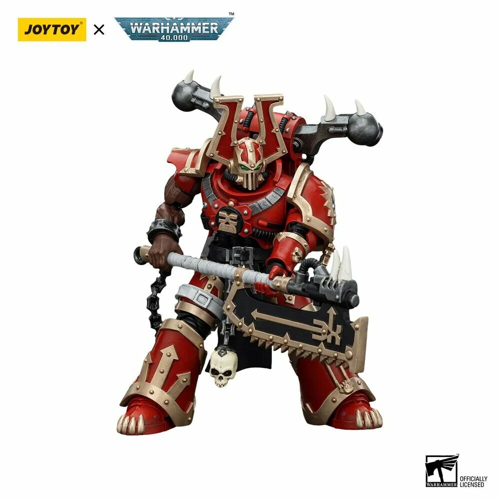 Подвижная фигурка Warhammer 40000 JOYTOY 1/18 World Eaters Khorne Berzerker with Eviscerator Chainaxe Подарочные модели