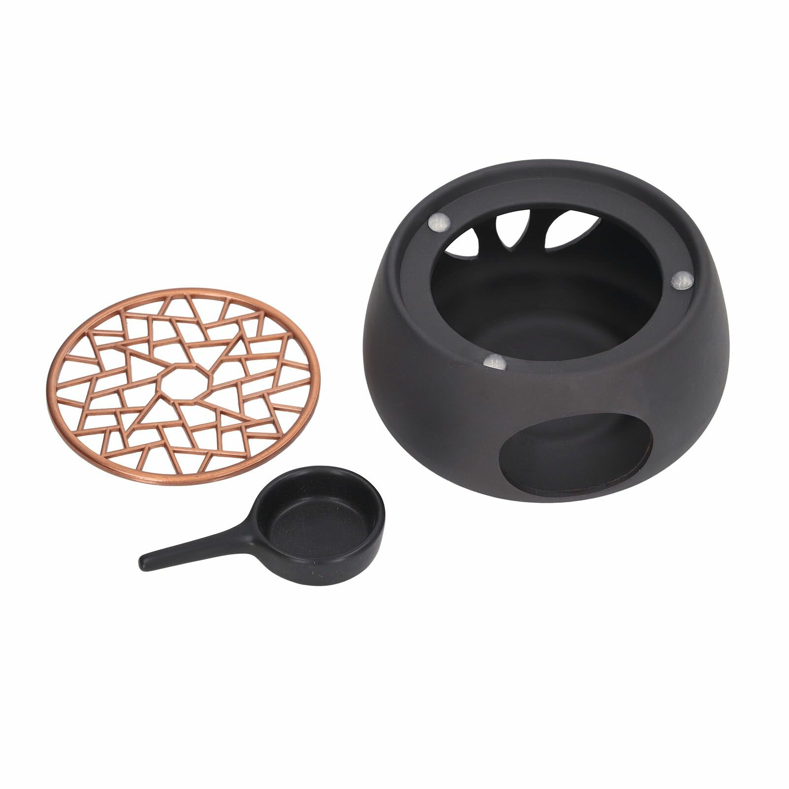 Керамическая подставка для подогрева свечей для чайника, кофе, молока, черная с фиолетовой железной подставкой, настольная для домашнего использования