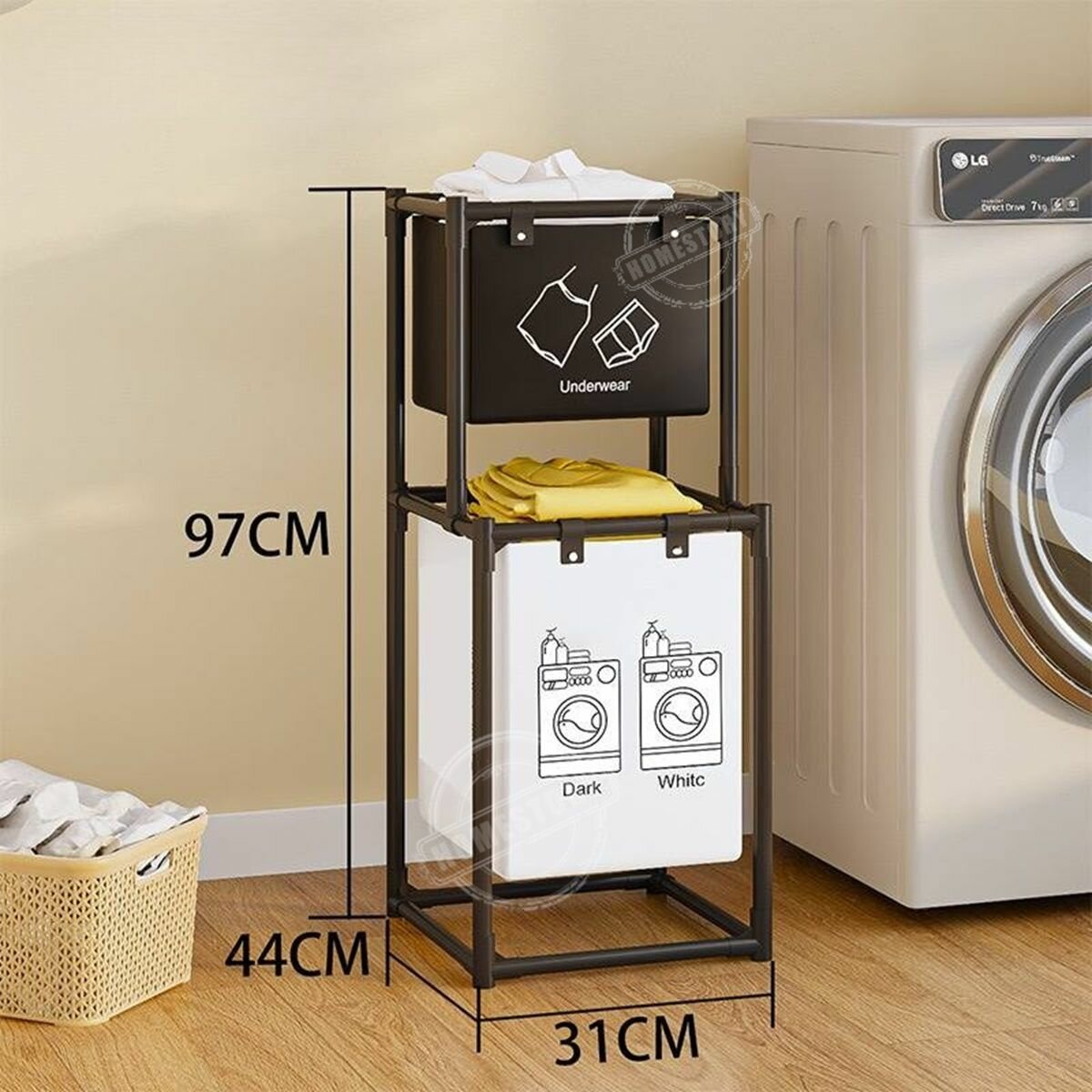 Корзина для белья "Икеа", трехъярусная, на стиральную машину, 3 секции