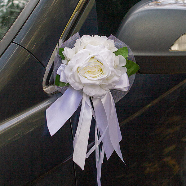 Бутоньерки на ручки машины "Романс любви"(белый)