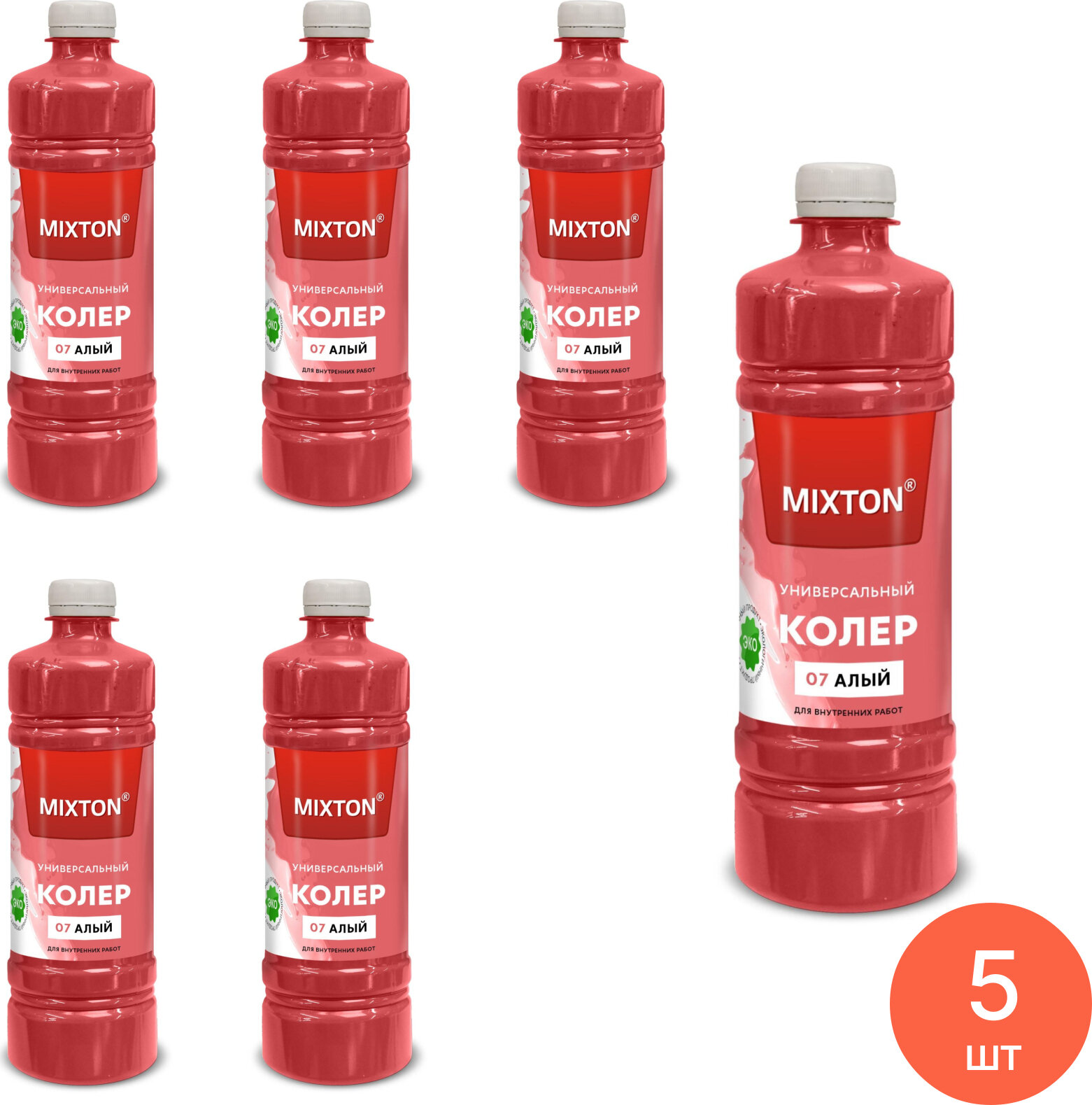 Колер для краски Микстон паста универсальная, цвет алый, 0.45л / строительство и ремонт (комплект из 5 шт)