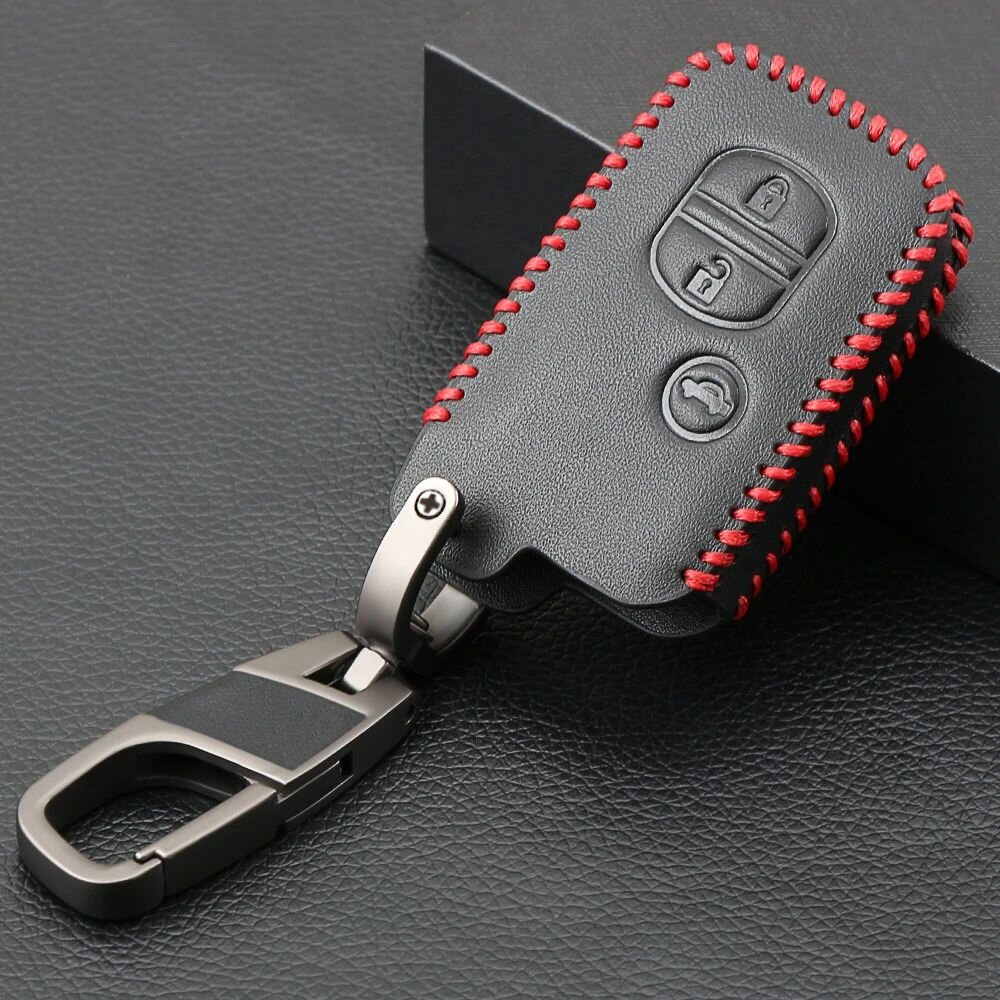 Кожаный чехол для автомобильного ключа Toyota Land Cruiser Prado 150, Camry, Prius и Subaru Forester XV — 3 кнопки