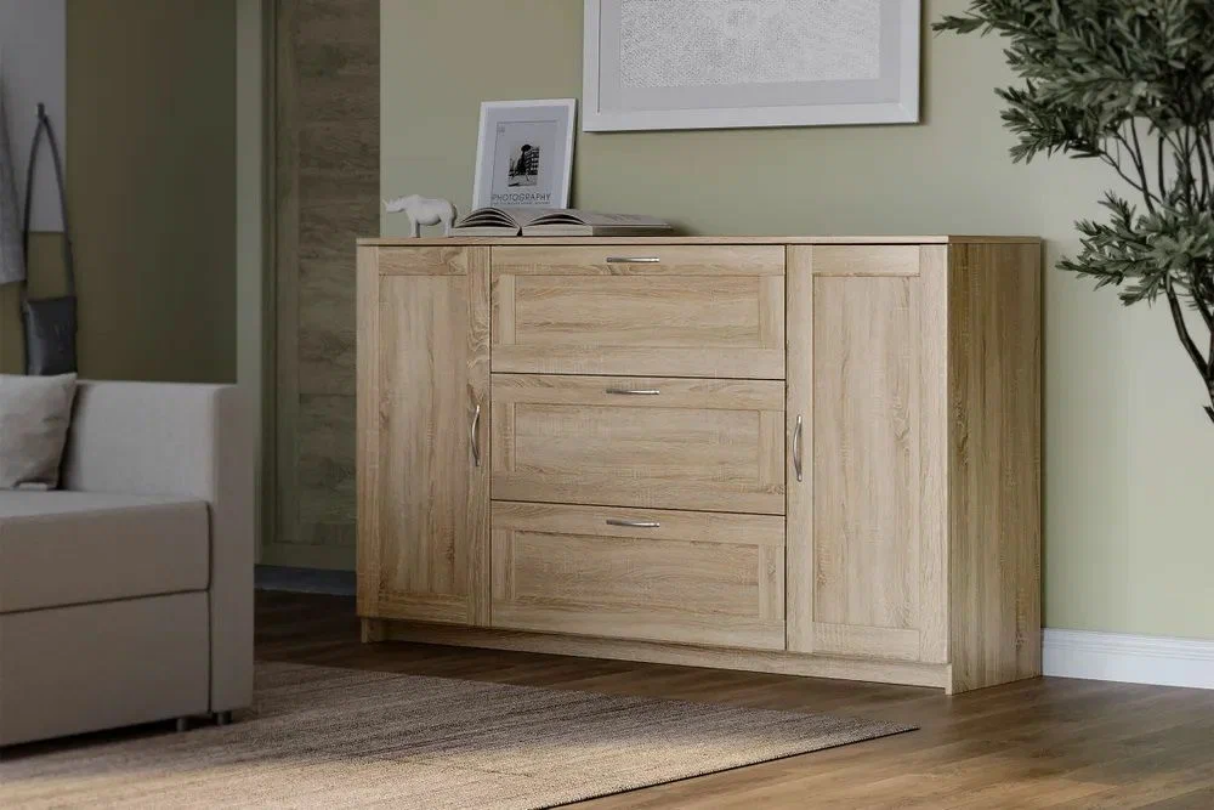 Тумба ГУД лакк "сириус", 2 двери и 3 ящика, 156 х 95 см, цвет: сонома RU