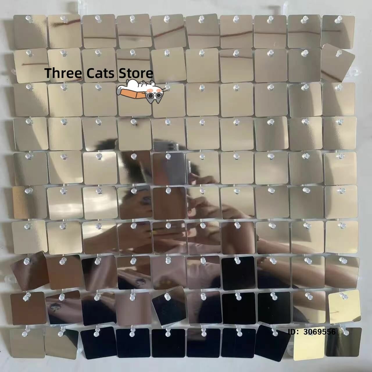 Зеркальная декоративная панель 30 30 см из квадратов