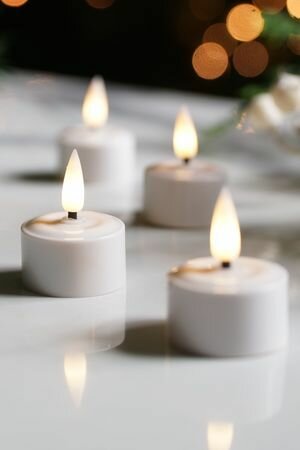 Набор чайных светодиодных свечей рокайо, пластик, мерцающие, 'натуральный фитилёк', 4 см, 4 шт, батарейки, Koopman International XX8114160