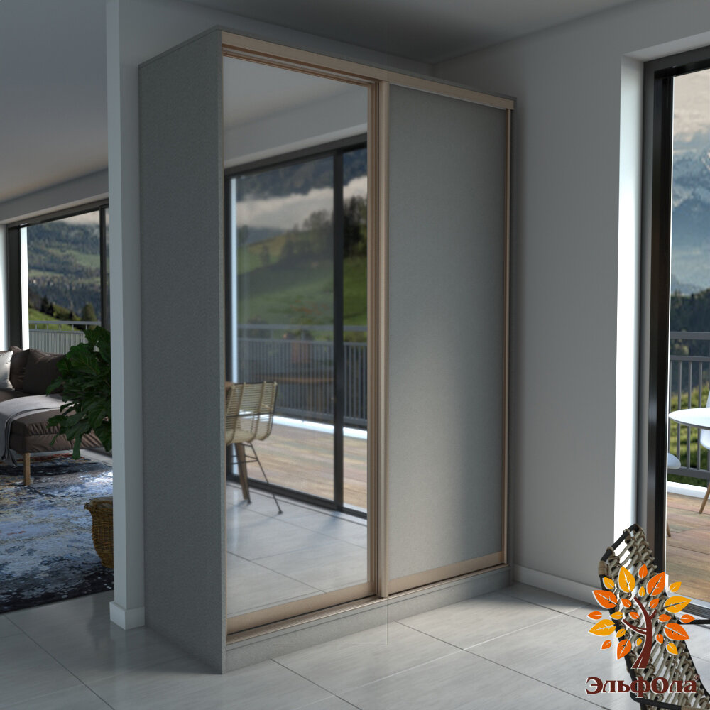 Шкаф-купе ЭльфОла "Гранд" 110*60*240 см, серый, профиль золото