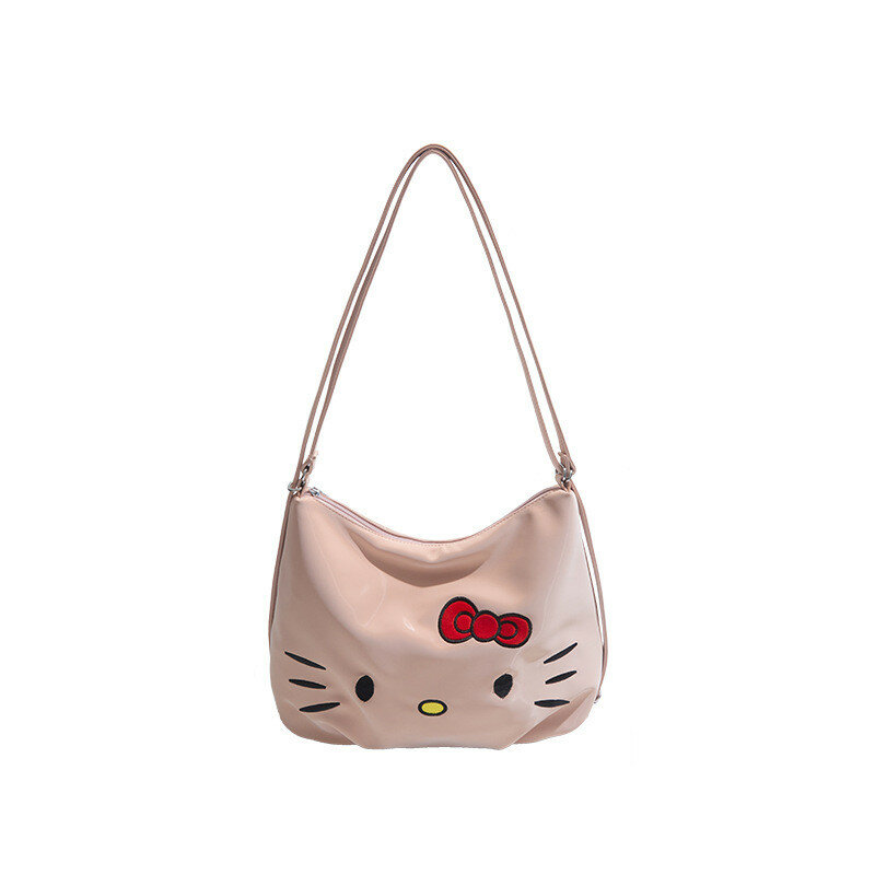 Backpack canvas stylish with plush accents and splicing details for everyday use brand unspecified pink cat
