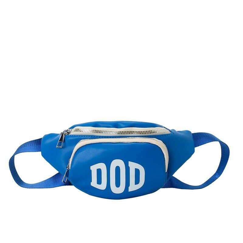 Youth style crossbody bag with letter pattern pu for kids daily wear accessories, blue