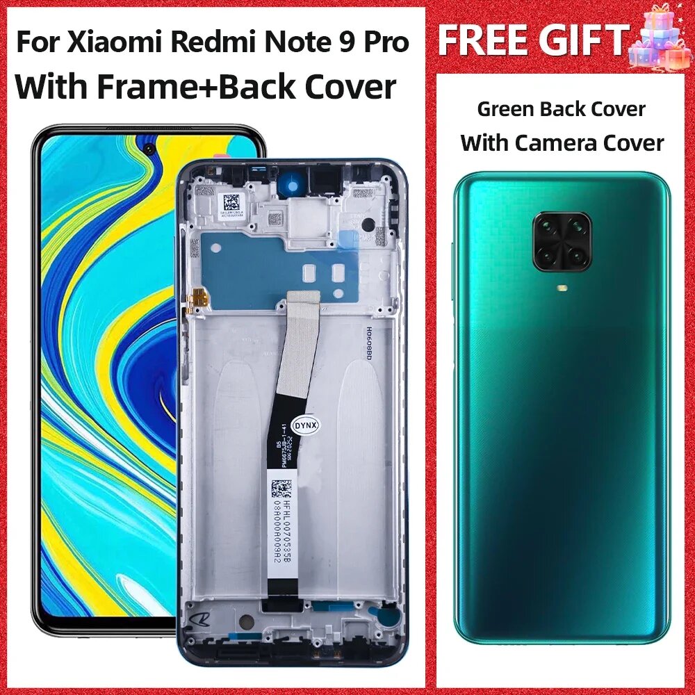 Для Xiaomi Redmi Note 9 Pro ЖК-дисплей с сенсорным экраном и дигитайзером для Redmi Note 9 M2003J6A1G Замена дигитайзера ЖК-экрана Green Kit