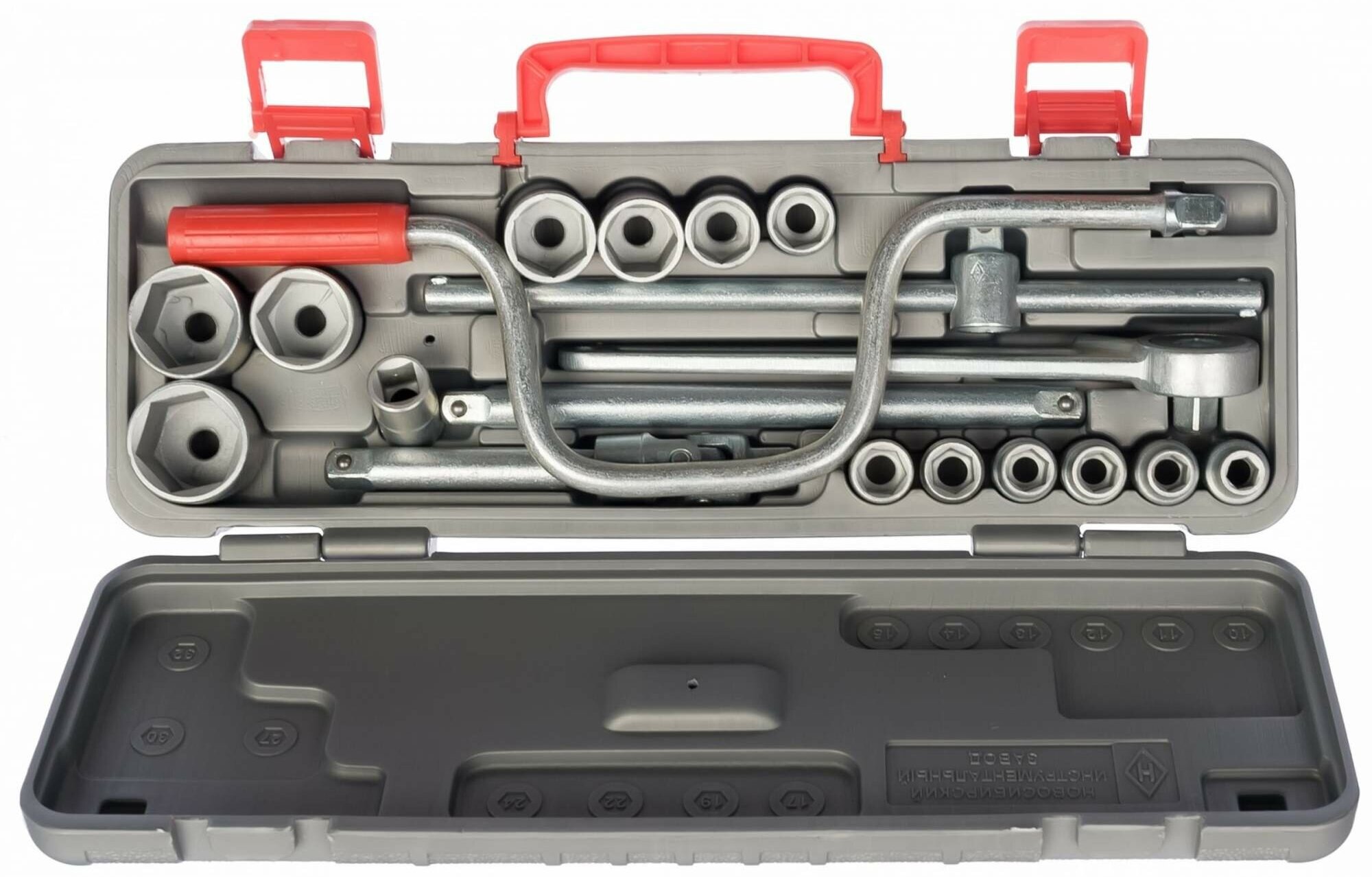 НИЗ Шоферский инструмент №3, 19 предм, 1/2″, набор торцовых головок в пластиковом кейсе (2761-30)