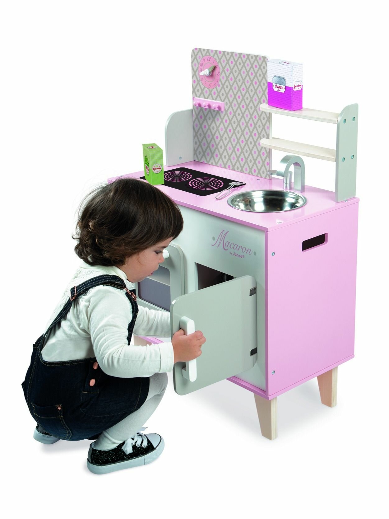 JANOD Детская кухня Macaron с металлической мойкой и звуковыми эффектами, высота 50 см
