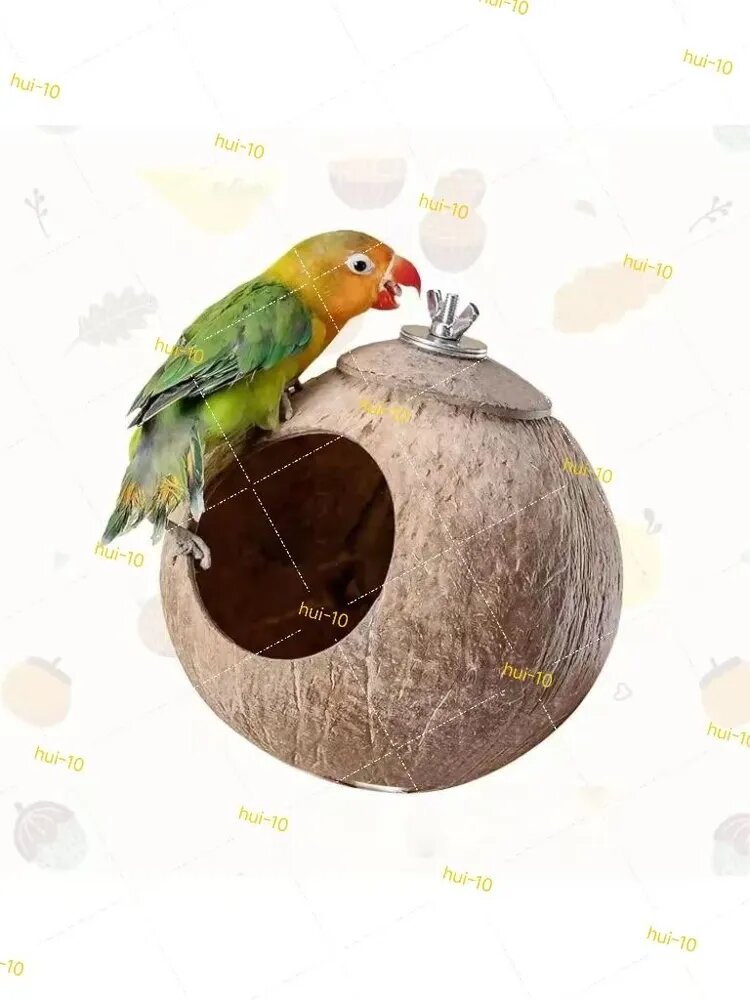 Гнездо для попугаев из натурального кокоса с подстилкой