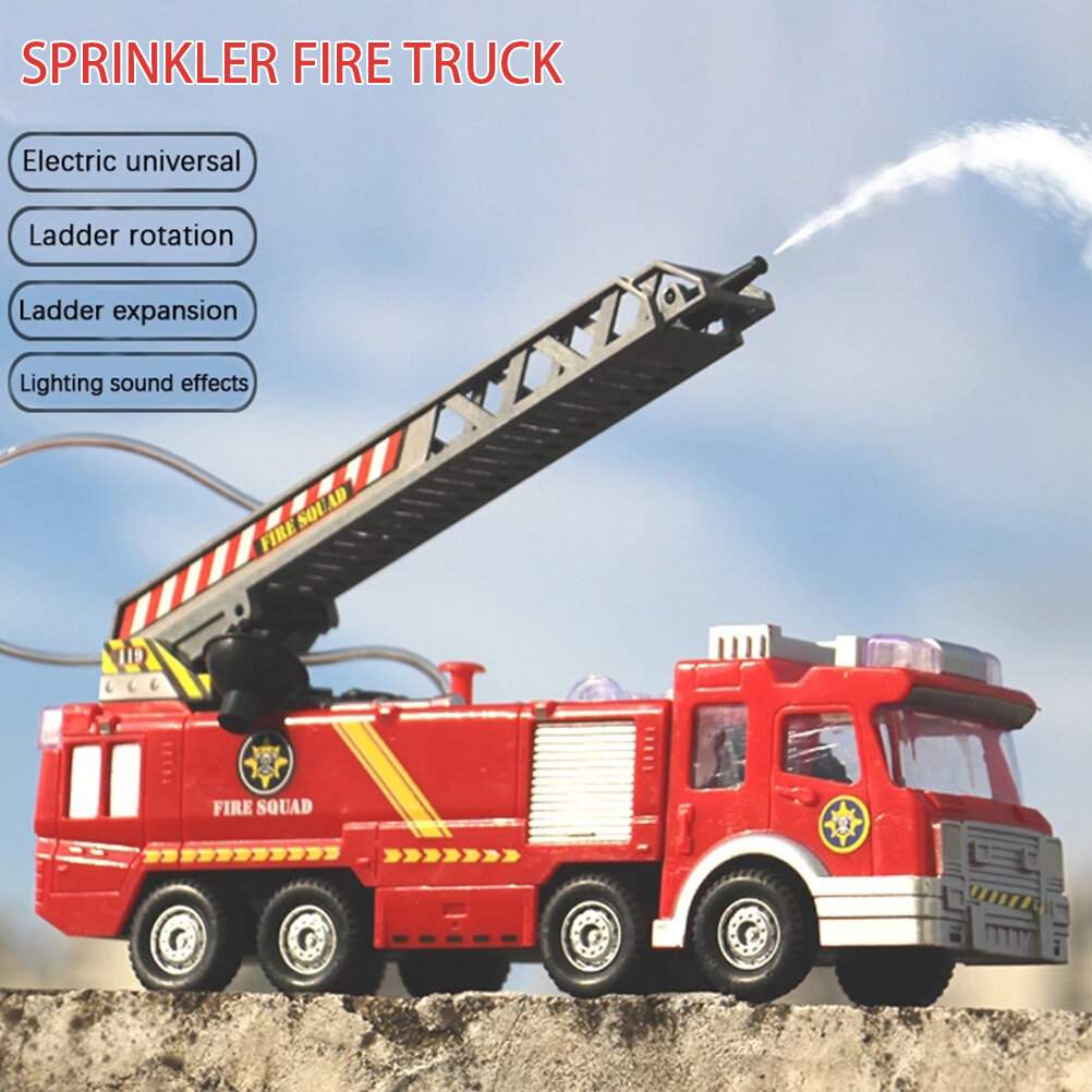 Water Spray Truck Fire Engine Educational Toys Nontoxic with Sound and Light Simulation Electric