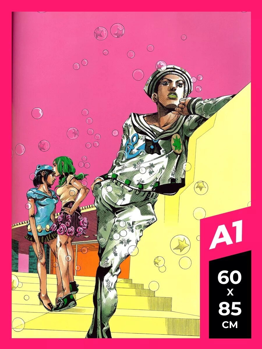 Аниме постер ДжоДжо плакат JoJo А1, А2, А3, 50х70 18, матовая фотобумага премиум качества