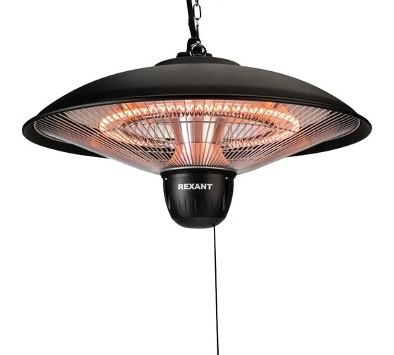 Инфракрасный обогреватель подвесной Rexant 60-0061, черный, 1500 Вт, 25 м2, термостат, 3 режима обогрева