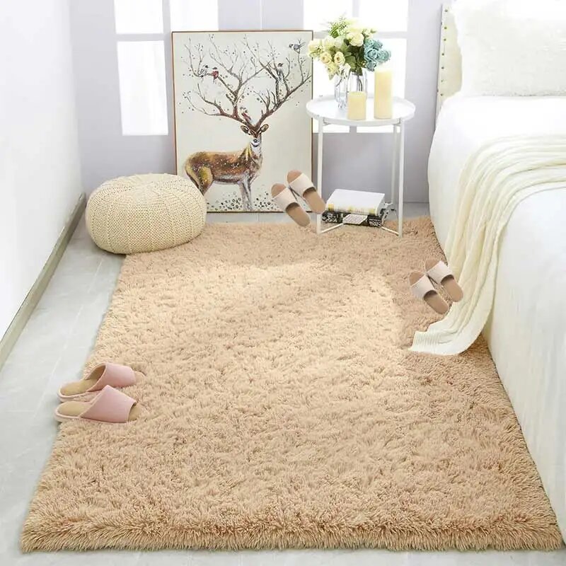 Бежевый плюшевый ковёр 50x80 см, camel