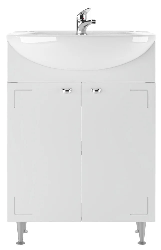 Тумба с раковиной Айсберг Классик 60 напольная, 2 дверцы, белая