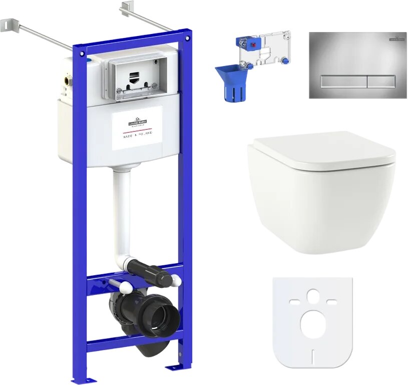 Комплект Lavinia Boho Унитаз подвесной One Compacto 3302102C / Крышка-сиденье с микролифтом / Инсталляция RelFix 38010020, Кнопка хром, Дозатор