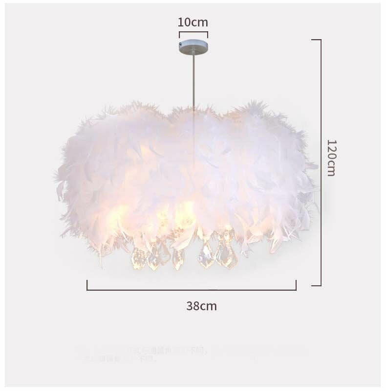 Трехцветная хрустальная люстра из перьевТрехцветная люстра из легких перьев