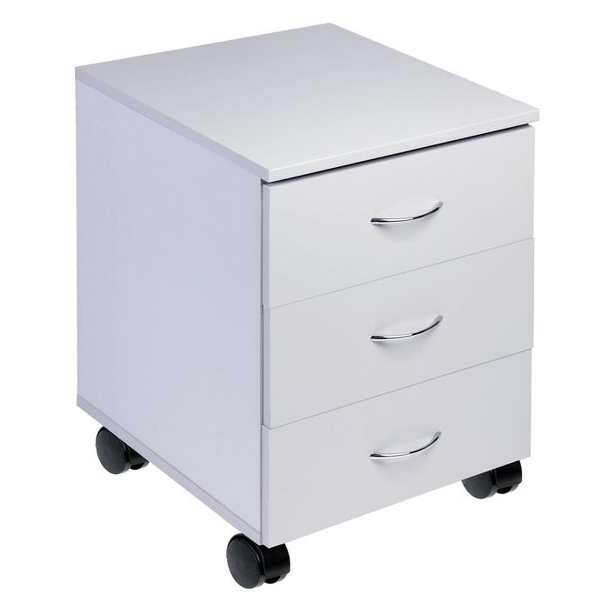 Тумба подкатная Мебель-Комфорт, 3 ящика, ЛДСП, светло-серая, на колесиках