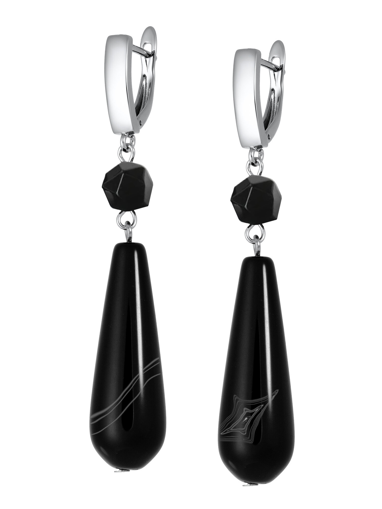 Серьги с подвесками, стекло, агат