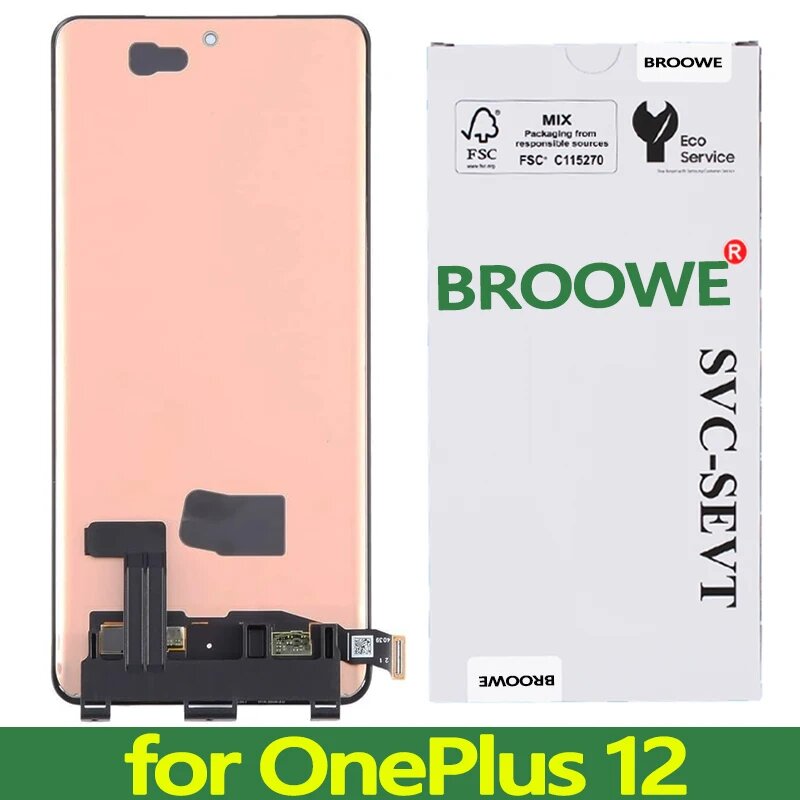 Оригинальная замена LTPO AMOLED 6,82 дюйма высшего качества 120 Гц для OnePlus 12, ЖК-дисплей для сенсорного экрана 1 + 12 Black with Frame