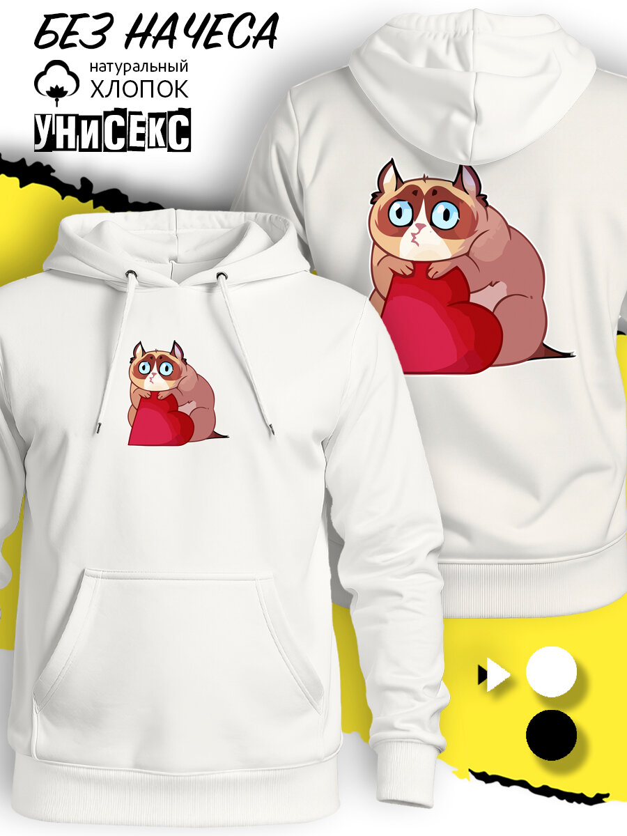 Худи Толстовка свитшот с котом и сердцем