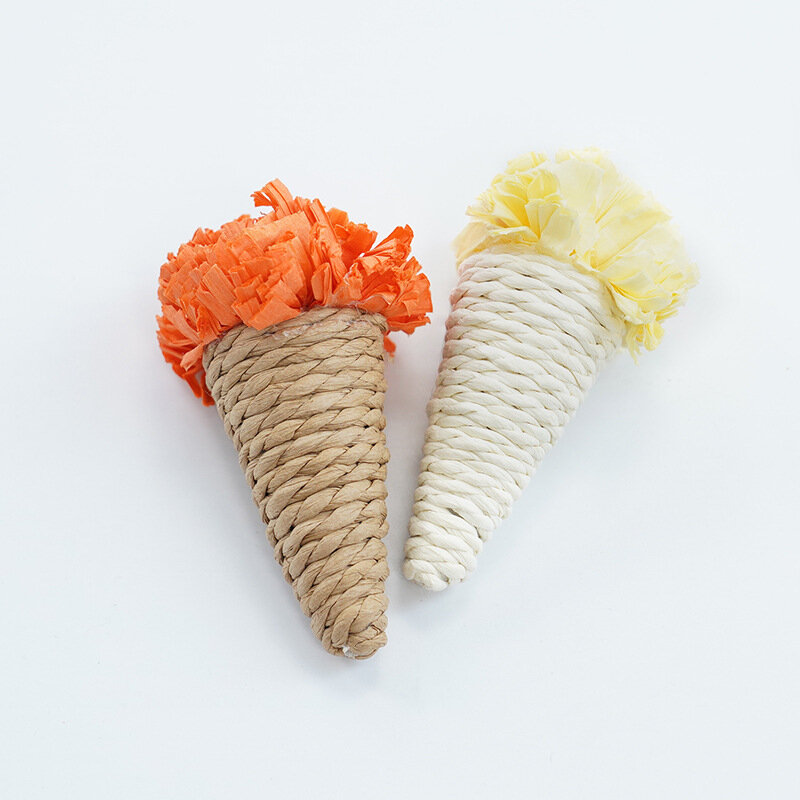 Кошачья игрушка-палка в виде мороженого с звуком для прорезывания зубов и игр Цвет：Оранжевый и желтый