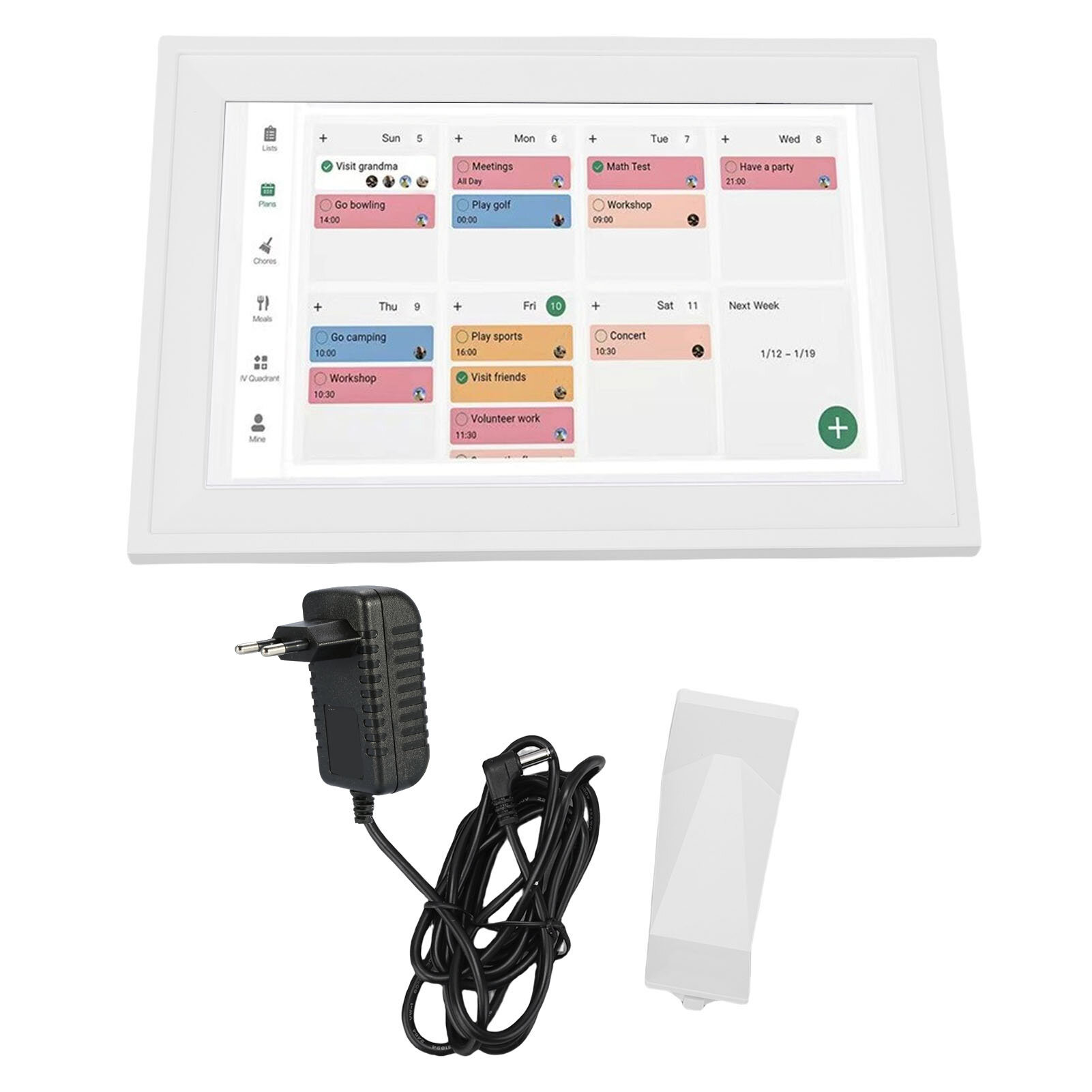 Электронный календарь 10.1", WiFi, 1080P, сенсорный экран, будильник, настольный/настенный, вилка EU