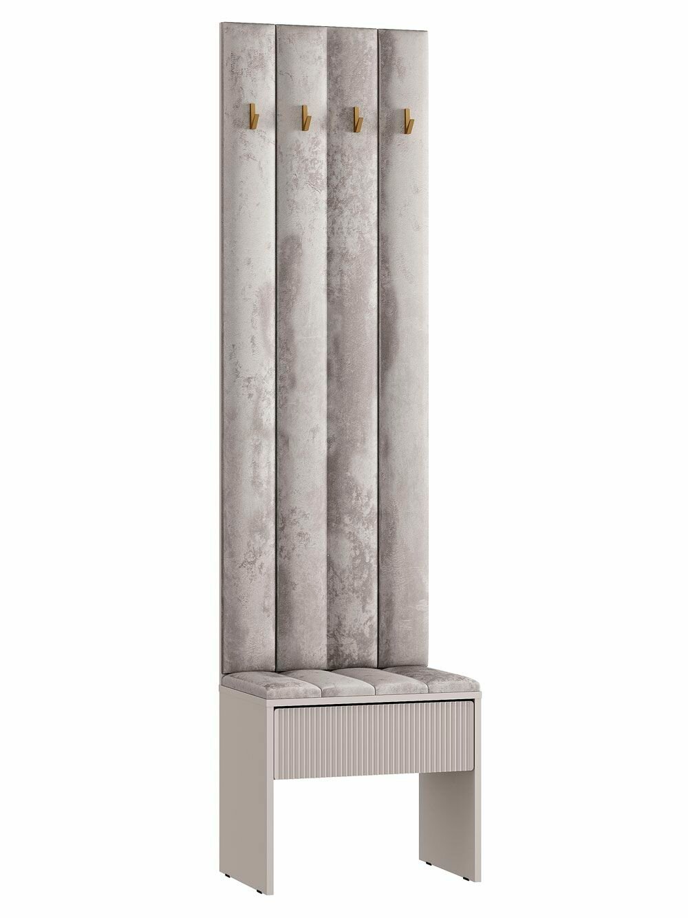 Прихожая комплект Пандора с вешалкой, с банкеткой, 52.4х35.6х200 см, Кашемир / Айриш / Муссон, велюр Без антресоли