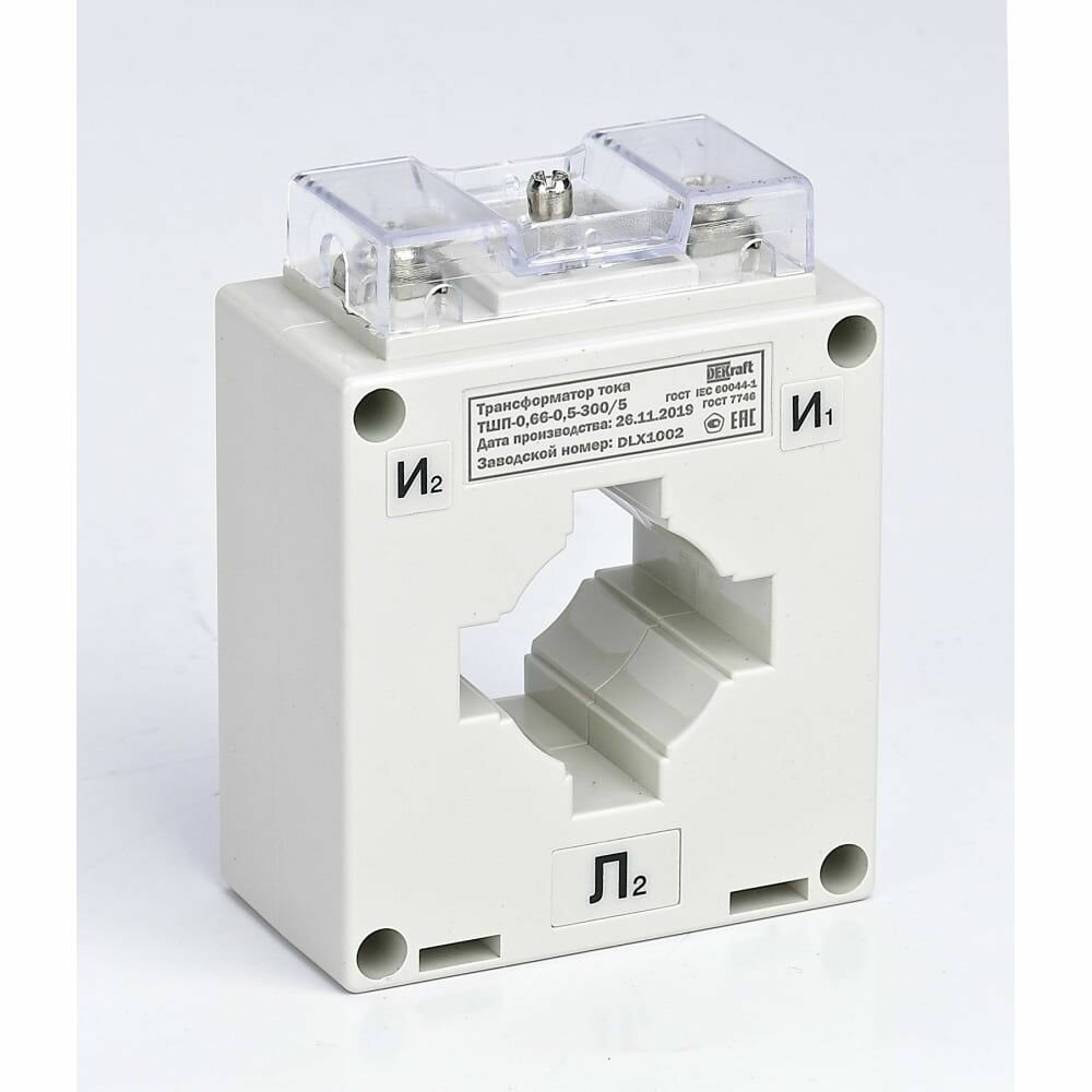 Трансформатор тока ТШП-0.66 300/5А кл. точн. 0.5 5В. А d30мм DEKraft 50138DEK