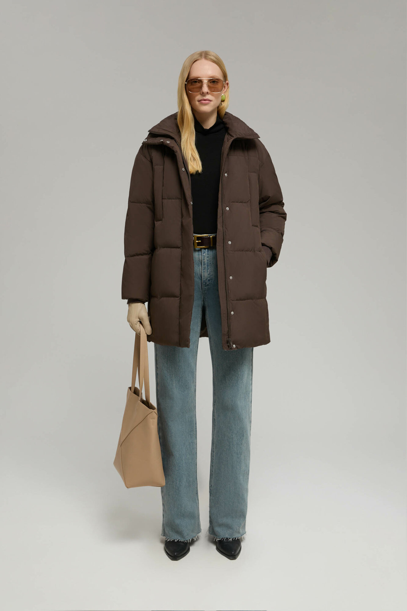 Пуховик стеганый с натуральным пухом