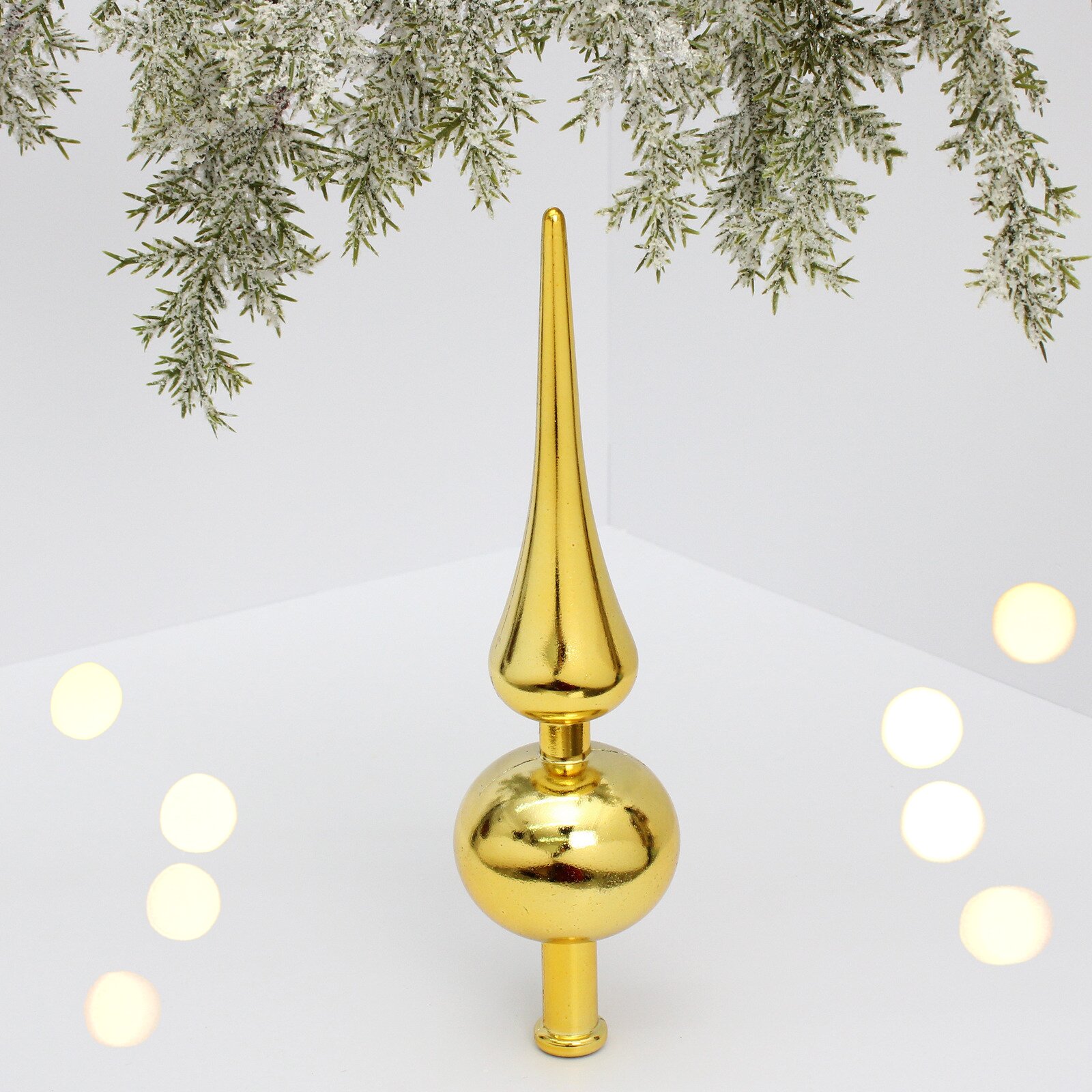 Верхушка на ёлку 23 см «Глянец» золото, блестящая, пластиковая, стильная