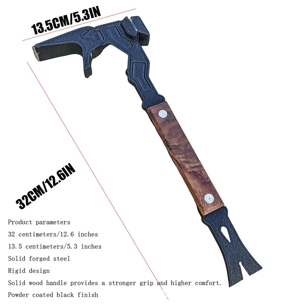 Многофункциональный топор, снаряжение для кемпинга, инструменты для сноса охоты, деревянная ручка, двуглавый топор, вещи для выживания, Черный