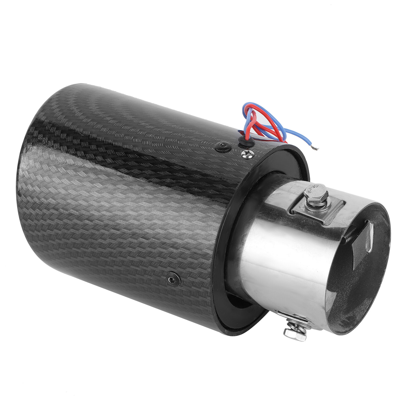 Наконечник глушителя из углеродного волокна, выхлопная труба со светящейся светодиодной подсветкой, универсальный синий свет 1,4 2,5 дюйма
