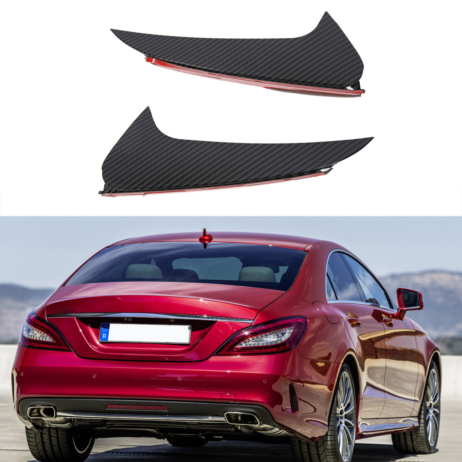 2 шт. Задний бампер, спойлер, крышка воздухозаборника, нижняя крышка воздухозаборника, сменная рамка отделки для Benz CLS Class W218 C218, стиль углеродного волокна