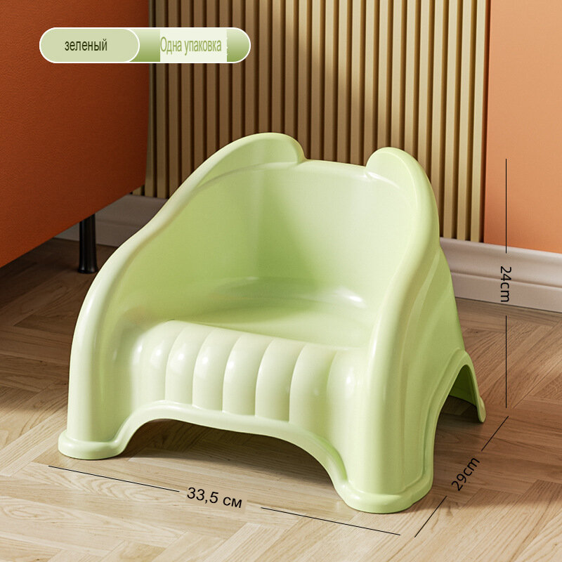 Детский пластиковый стул со спинкой и нескользящей утолщенной скамейкой зеленого цвета