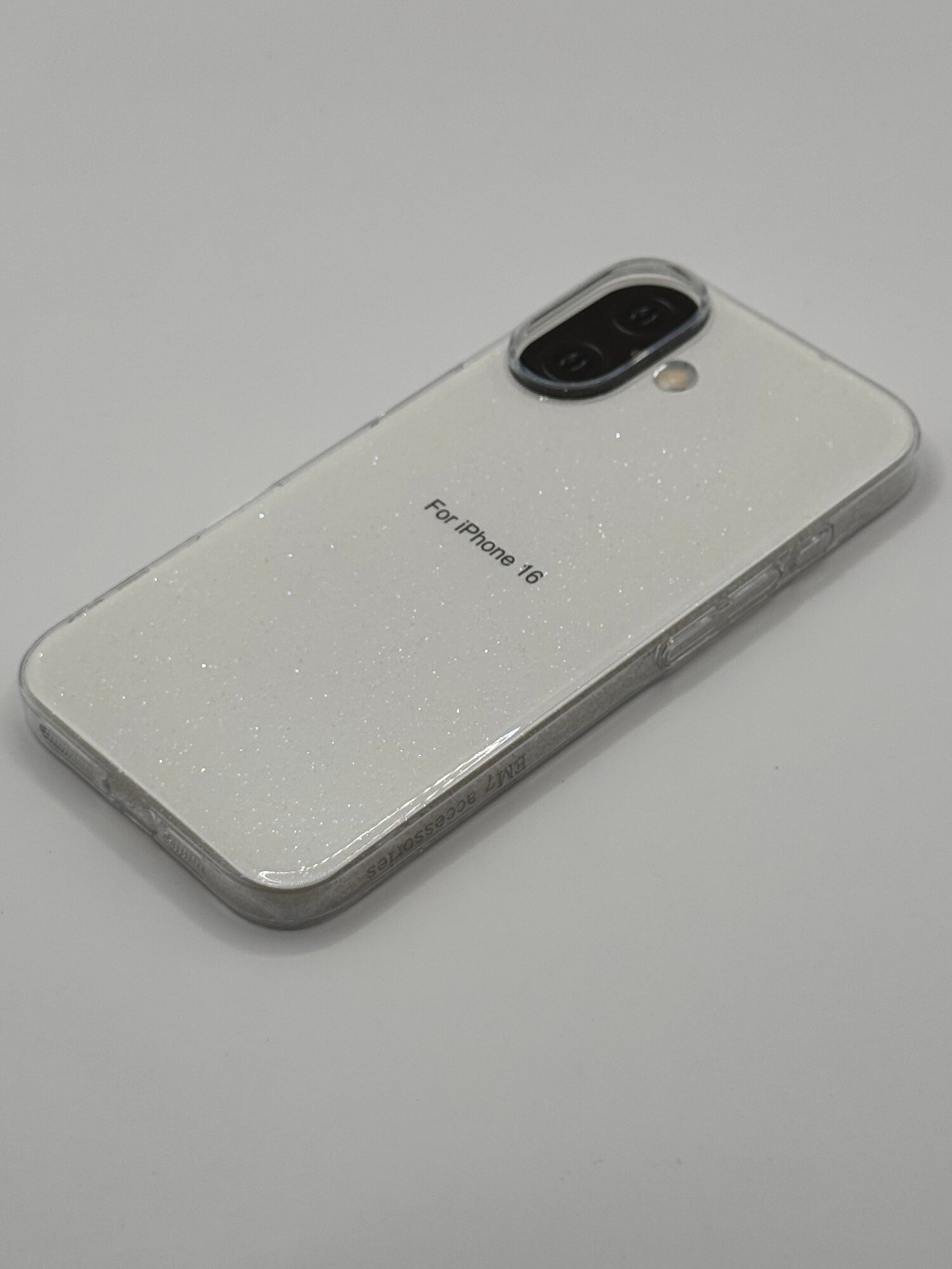 Чехол для iPhone 16 прозрачный, с блестками, ударопрочный АБС-пластик